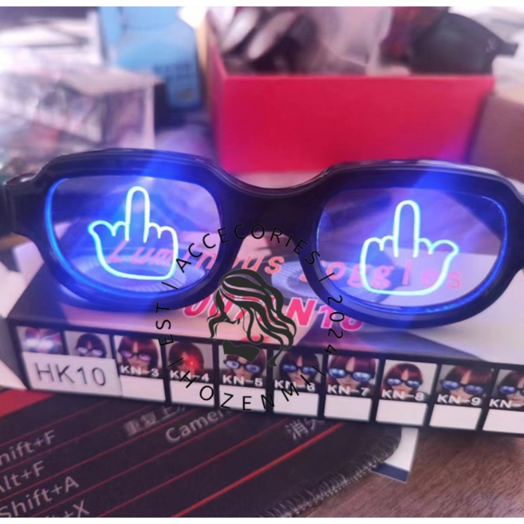 Cahaya Hl002 แว่นตา Led Light Up Effect Luminescent แว่นตา Glitter ...