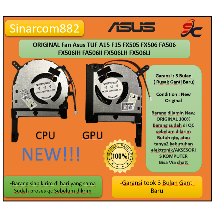 พัดลมเดิม Asus TUF A15 F15 FX505 FX506 FA506 FX506IH FA506II FX506LH ...