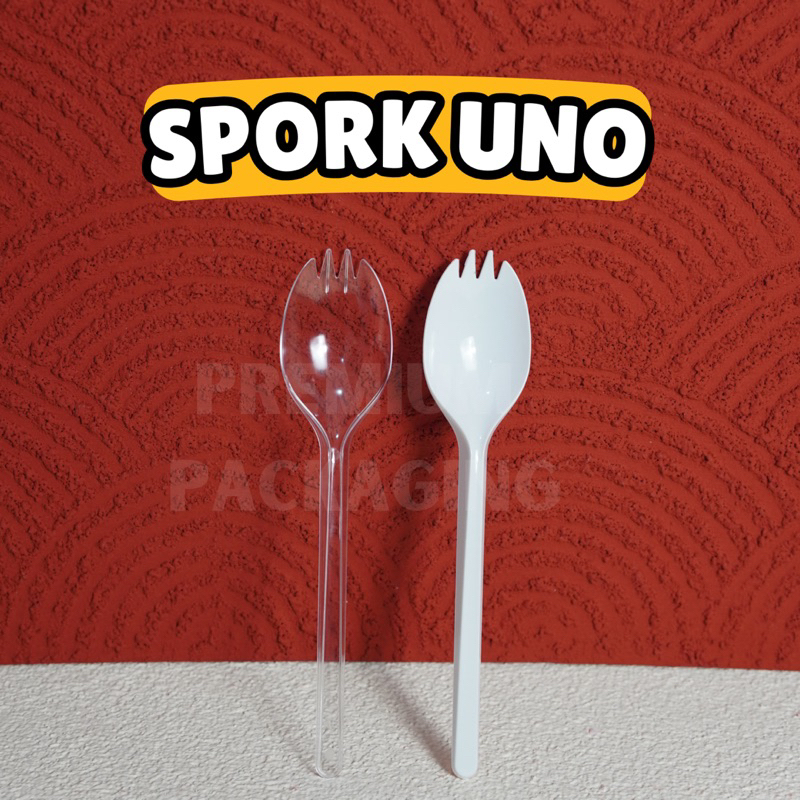 Putih HITAM [100 ชิ้น] THICK ช้อนส้อม UNO พลาสติกใสสีดําและสีขาว / 2 in ...