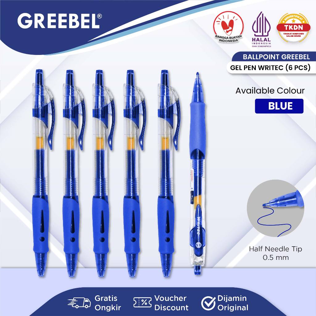 Greebel Gel Pen / Gp-503 Writec 0.5 Blue (6 ชิ้น/เซ็ต) ปากกาเจล / ปากกาเจล Ballpen ปากกาลูกลื่น ...