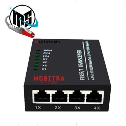 Switch Media Converter 2 Port FO 4 Port LAN 10/100 Full Casing 2 FO 2FO ...