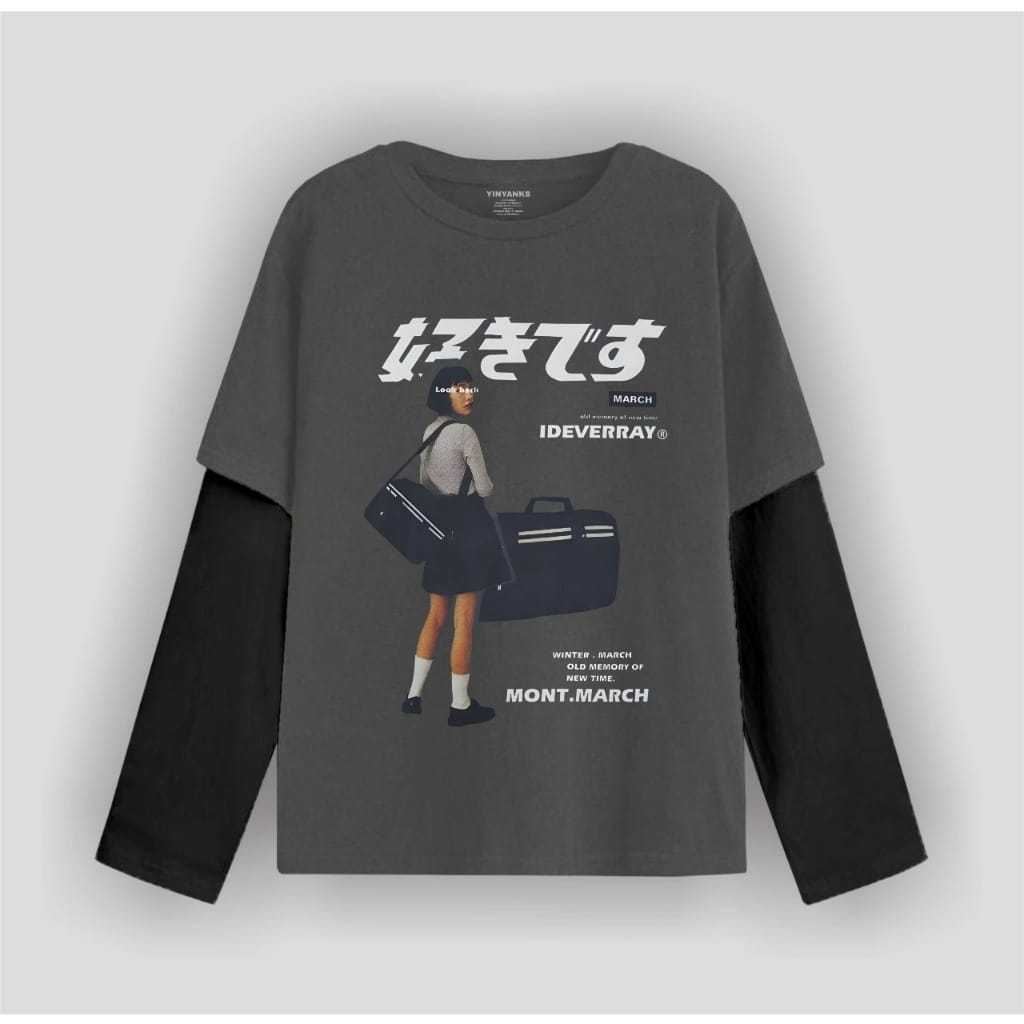LOKAL IDEVERRAY เสื้อยืด Double Layer แขนยาว Unisex เพลงเสื้อยืดวัสดุ ...