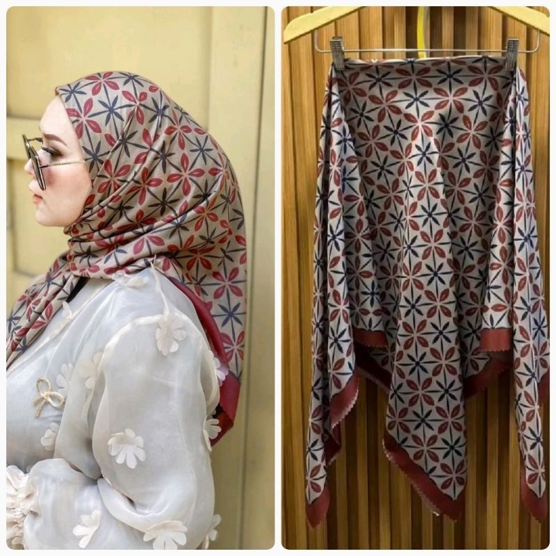 ฮิญาบทรงสี่เหลี่ยมผืนผ้าคุณภาพพรีเมี่ยมพร้อมตัดเลเซอร์ | Shopee Thailand