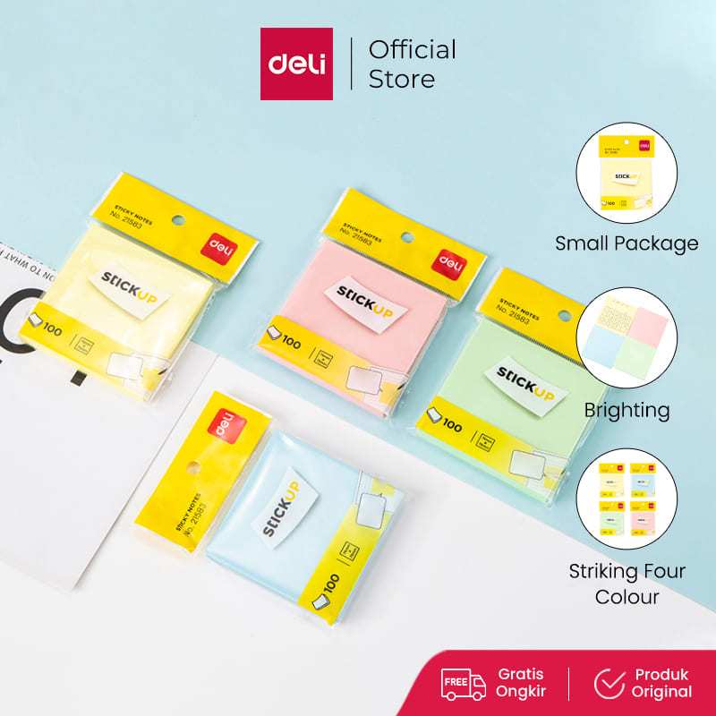 Deli Sticky Notes / Sticky Memos 8 CM หลากหลายสี 100 แผ่น 21583 ...