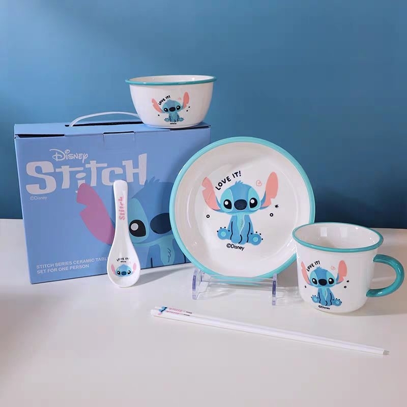 Disney Stitch เซรามิคชุดจานชามแก้วช้อนตะเกียบ Lilostitch Bowl | Shopee ...