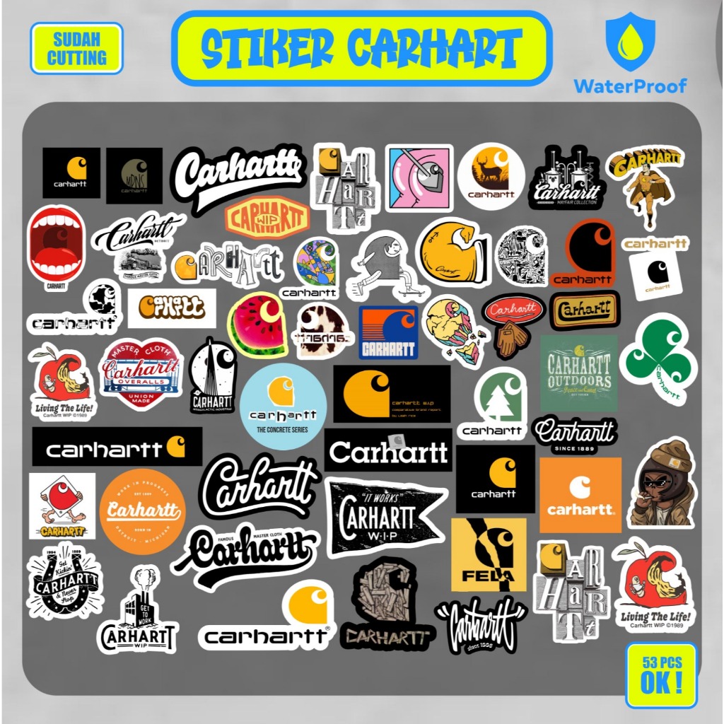 CARHARTTT แพคเกจสติกเกอร์แบรนด์ CONTENTS 53 ชิ้นยี่ห้อใหม่ล่าสุดกันน้ํา ...