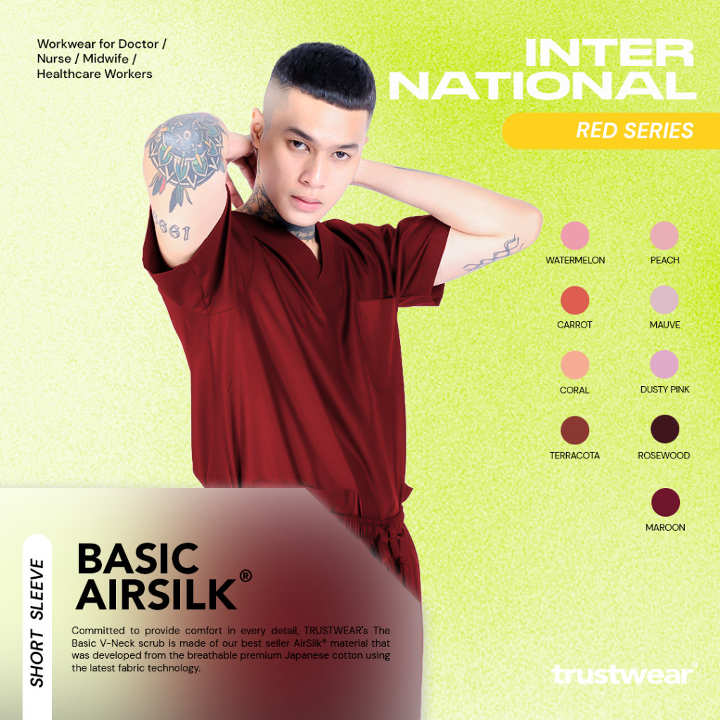 สครับหมอ/ชุดพยาบาล OKA OK/Doctor Short Sleeve Red Series Care Pants ...