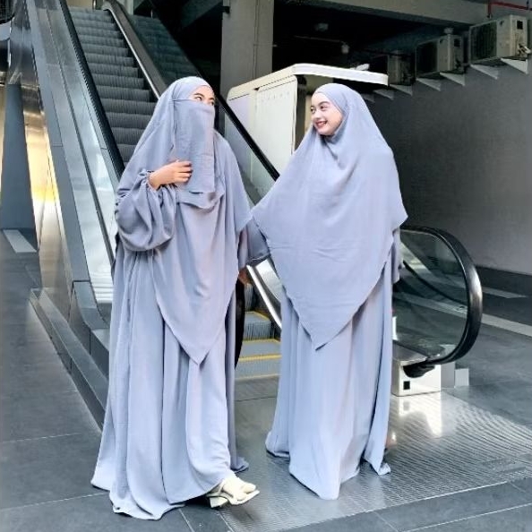 Gamis ชุด Syri Abaya Basic บอลลูนแขน French khimar Premium Gamis ทุกวันธรรมดา Umarh Oversize ...