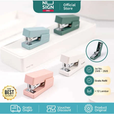 Nusign Stapler / Mini Stapler Paper ความจุ 12 แผ่น 4 สี ฟรีรีฟิล NS083 ...