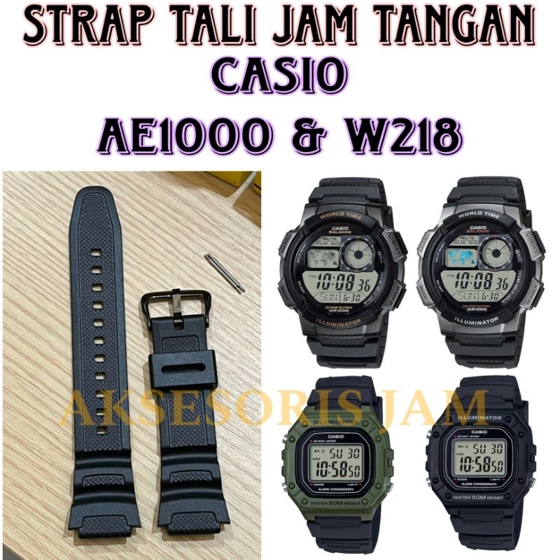 HITAM STRAP Casio AE 1000W AE 1100W AE 1100 AE 1000 FIT W 218H W 218 Casio + สปริงบาร์ gspr สี ...