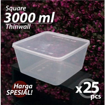 Thinwall Square 3000ml กล่องใส่อาหารกล่องอาหารกลางวันพลาสติกสี่เหลี่ยม SQ 3000ml | Shopee Thailand