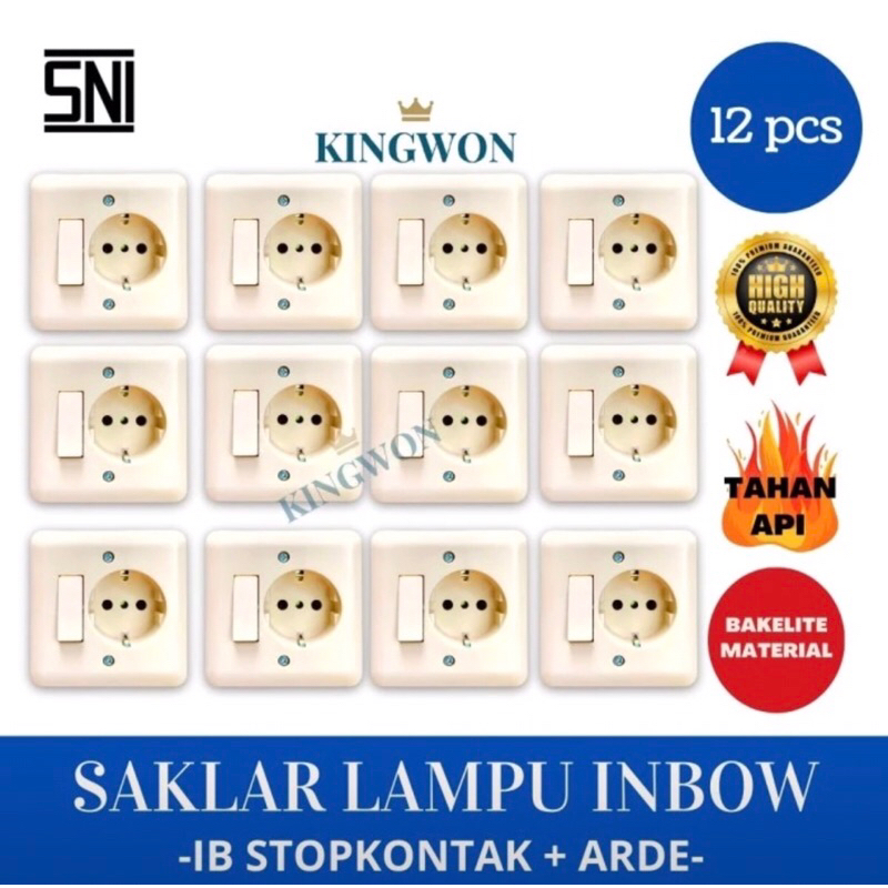 [แพ็คเกจ Bundle 12 ชิ้น] INBOW SWITCH (IB) ENGKEL SWITCH + STOP CONTACT GROUND SINGLE SWITCH ...