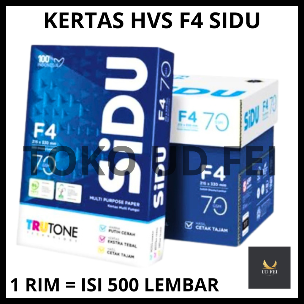 (1 RIM=500 แผ่น) HVS F4 SIDU PAPER/ HVS F4 PAPER/ F4 PRINT PAPER/ F4 PHOTOCOPY PAPER | Shopee ...