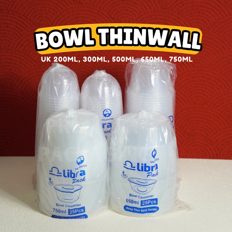 [CONTENTS 25 ชิ้น] Thinwall Bowl LIBRA ชามกลมพลาสติก 200ml 300ml 500ml 650ml 750ml | Shopee Thailand