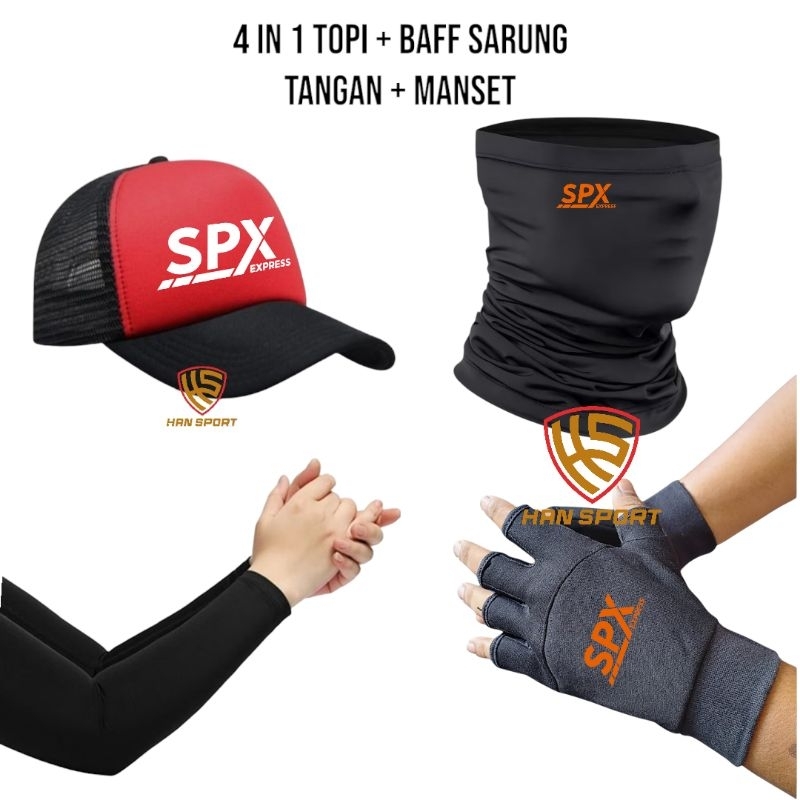 Spx Courier Work Saving Package Hat+Baffif+ถุงมือครึ่งนิ้ว+Arm cuffs ...