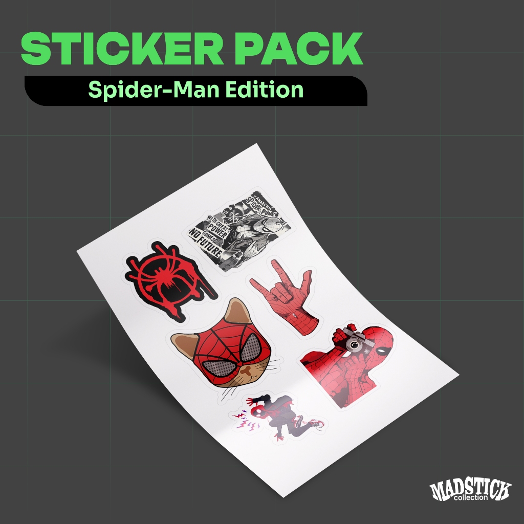 Spider MAN STICKER PACK / สติ๊กเกอร์ SPIDER VERSE / สติ๊กเกอร์ MARVEL ...