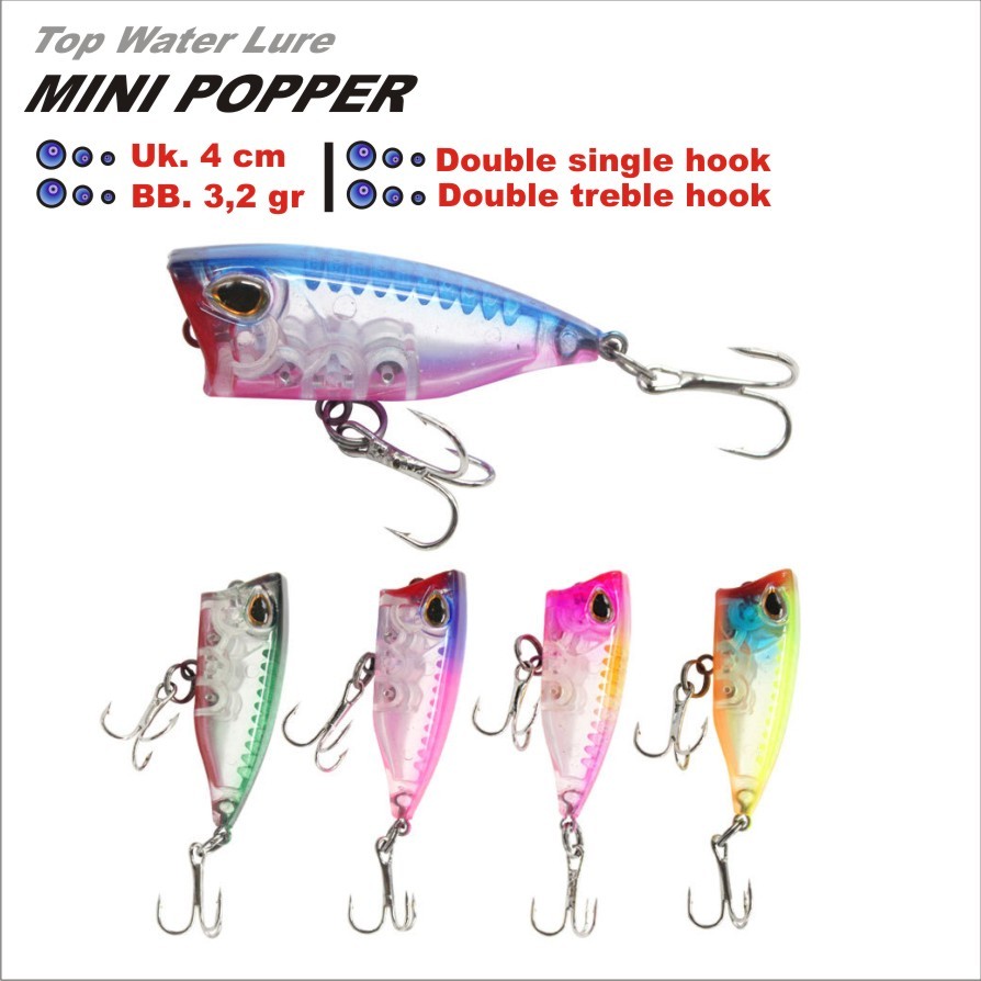 มินิป๊อปเปอร์ มินิป๊อป 4 ซม | 3,3 gr Top Water lure Ultralight Casting ...