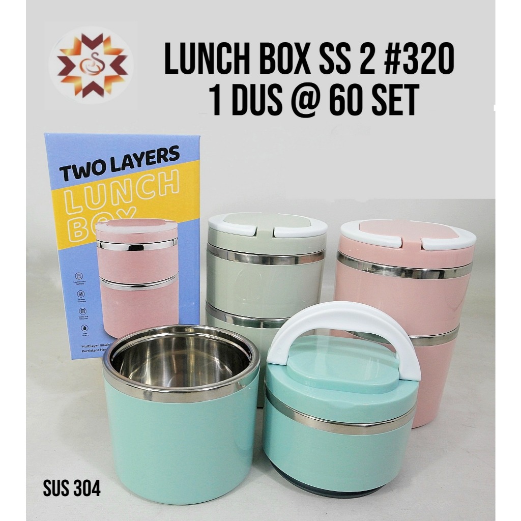 กล่องข้าวซ้อน 2 930ML Stainless Steel Sus 304 / Rantang Stainless Stacking 2 | Shopee Thailand