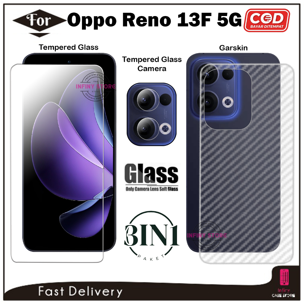 Oppo Reno 13F 4G 5G ป้องกันรอยขีดข่วน 3IN1 แพ็คเกจกระจกนิรภัยแบบเต็ม ...