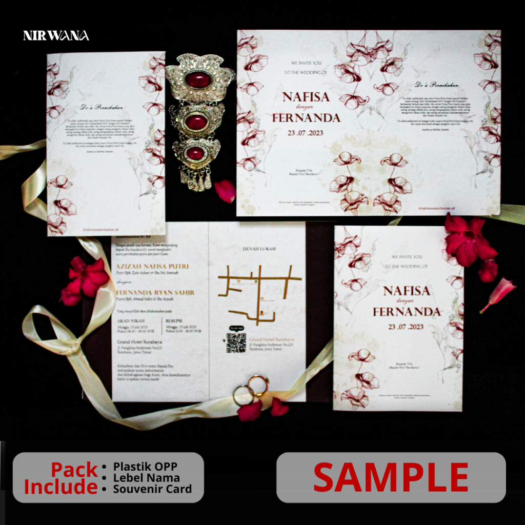 [SAMPLE] Maroon Theme Soft Cover Wedding Rechen/Brief Card 150 แกรม ...