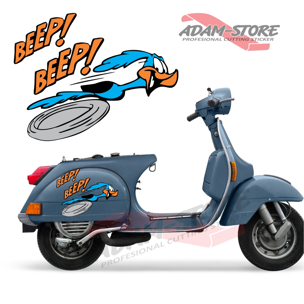 Bb41 vespa px สติ๊กเกอร์มอเตอร์ไซค์ ANIME BEEEP BEEEP สติ๊กเกอร์ vespa ...