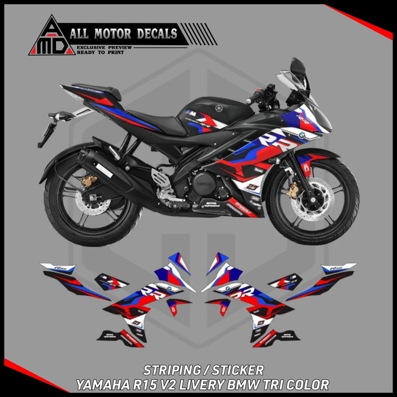 Striping YAMAHA R15 V2 LIVERY รุ่น BMW / DECAL MOTOR R15 VERSION 2 ...
