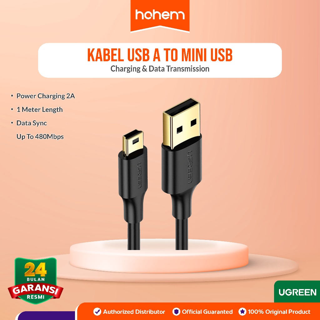 Ugreen USB Data Cable 2.0 A Male To Mini USB 5 Pin 10355 Male Cable ...