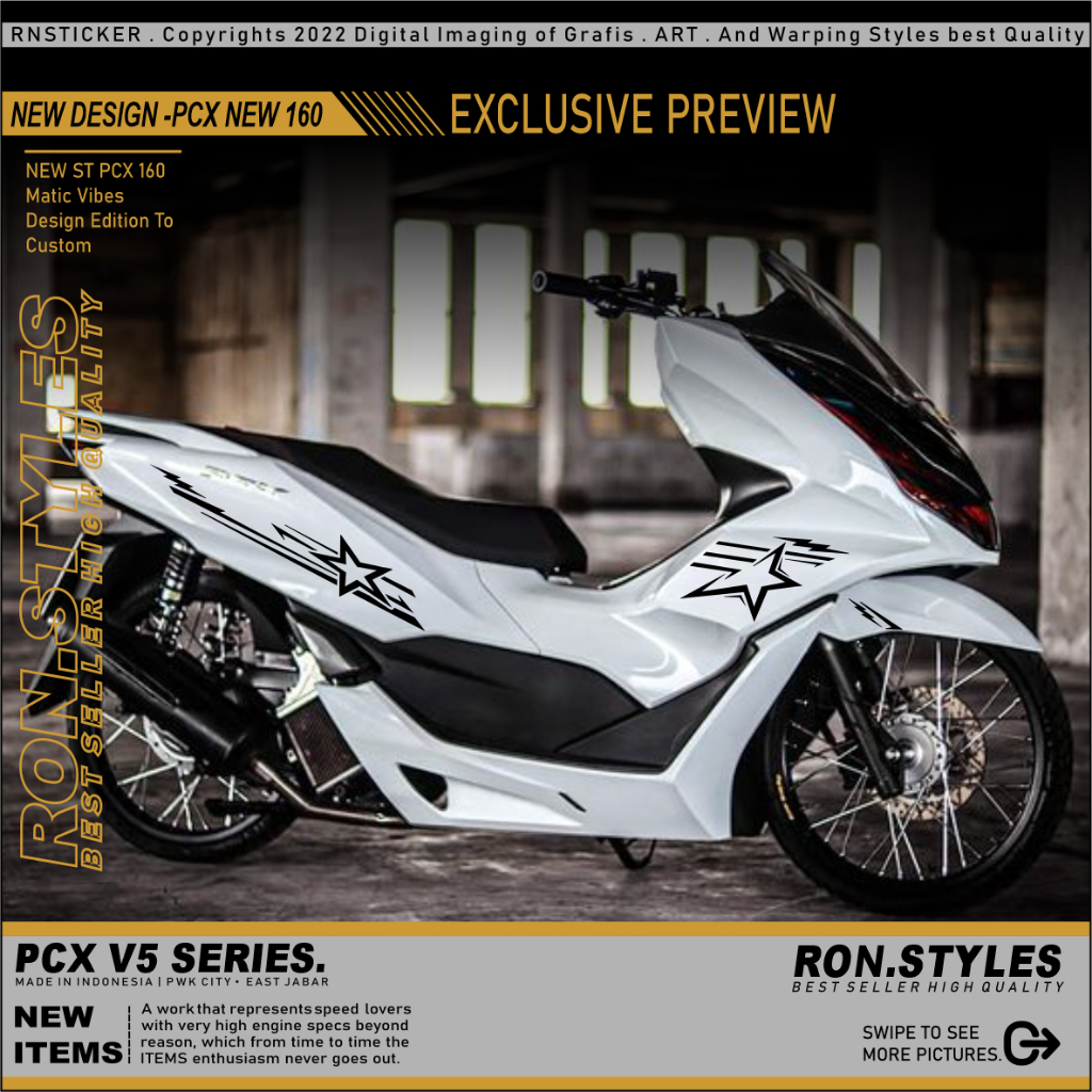 V5 ตัดสติกเกอร์ Striping Variation Pcx ใหม่ 155-160 โปร่งใส Striping ...