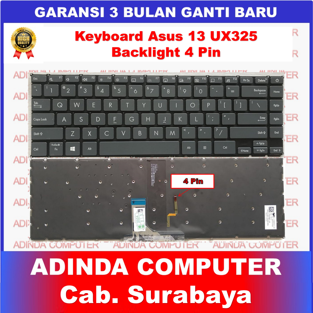 Asus Zenbook 13 UX325 UX325E UX325EA UX325J UX325JA คีย์บอร์ดแบ็คไลท์ 4 ...