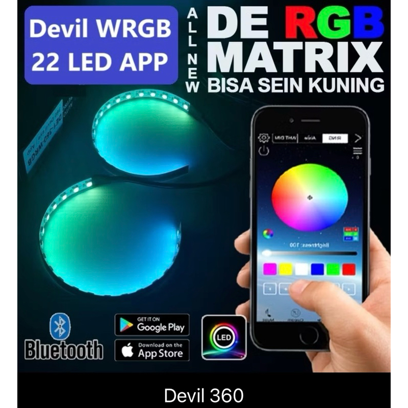 Devil Eye Demon DRL ไฟ LED 360 WRGB APP ยินดีต้อนรับ + RGB Matrix รถ ...