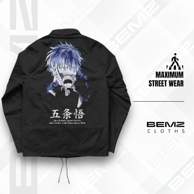 Bemz - Jujutsu Kaisen Gojo Satoru Anime Coach Jacket - พรีเมี่ยม & สบาย ...