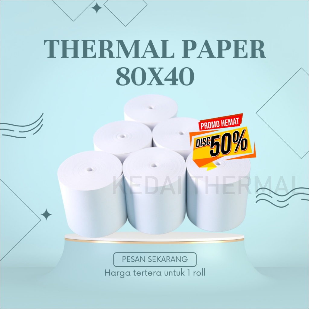 กระดาษความร้อน CASHIER STRUCK / PPOB กระดาษม้วน 80X40 CORELESS TERMAL ...