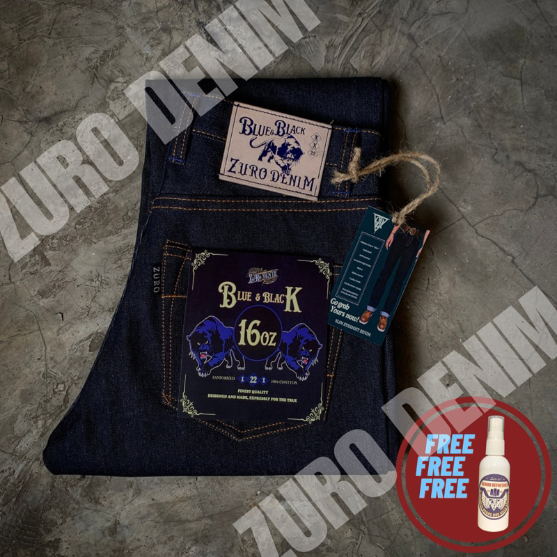 Zuro Denim - กางเกงยีนส์ยีนส์ดิบ - สีฟ้าและสีดํา 16oz | Shopee Thailand