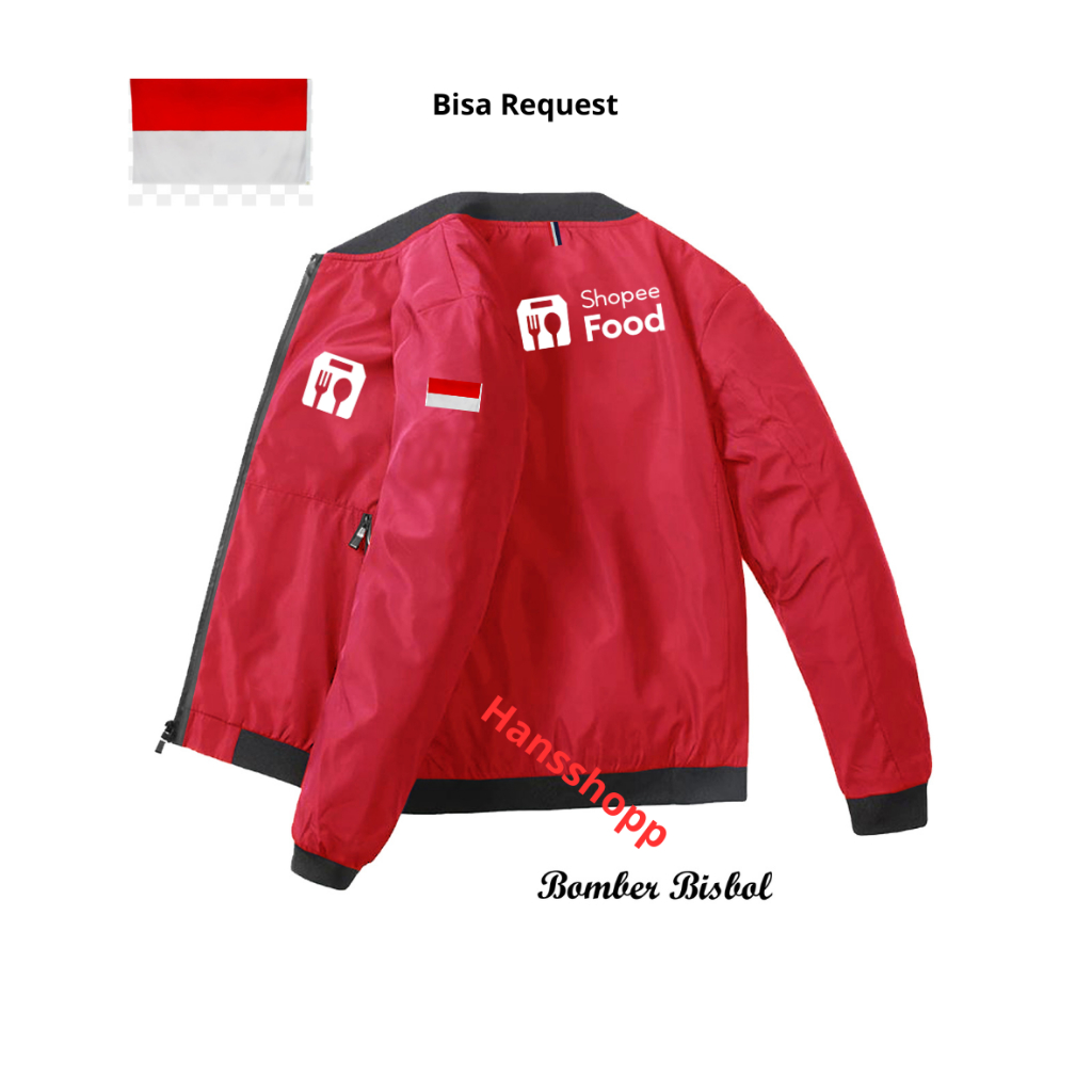 Putih Shopee Mens Rider Jacket สีขาว, Waterproof Jumbo Ojol Shope Food ...
