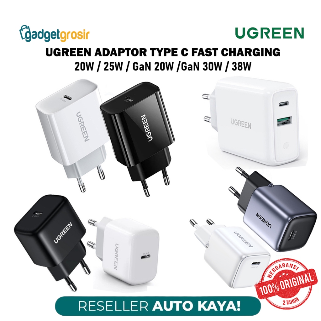 Ugreen Type C Charger Head Adapter 20W / GaN 30W / 38W Dual Port USB A ...