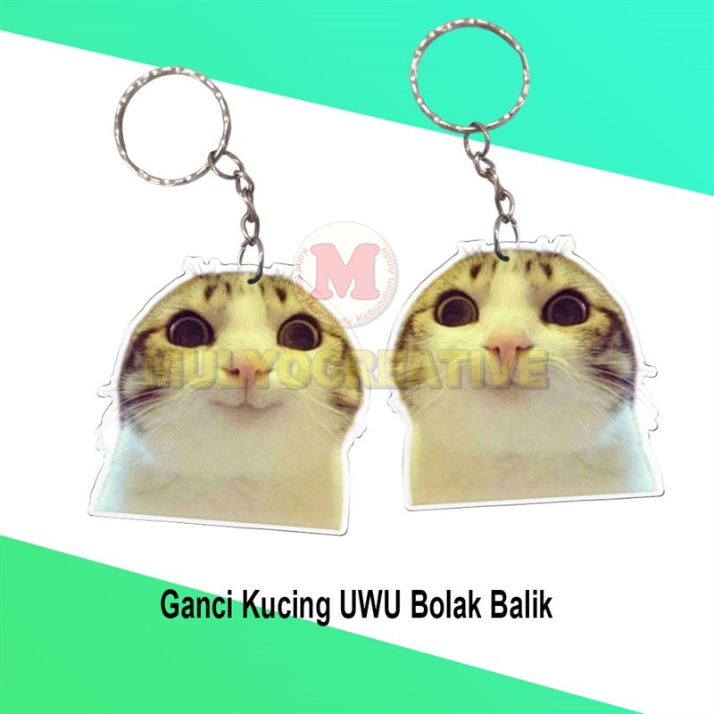 GANTUNGAN อะคริลิคสองด้าน Uwu Cat Meme พวงกุญแจ Uwu Cat Meme พวงกุญแจ ...