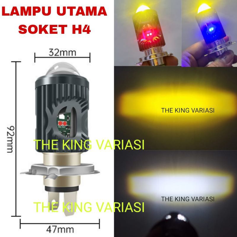 Merah H4 ไฟหน้ารถจักรยานยนต์เลเซอร์ LED DUSK DEVIL EYES BLUE และ RED / H4 PLUS DEVIL รถ ...