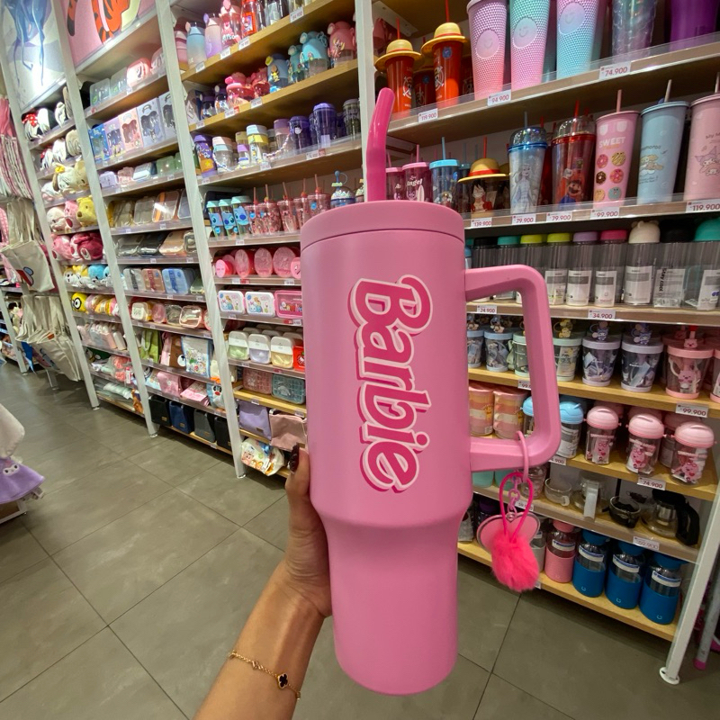 Miniso Barbie Pink Collection ขวดเหล็กผนังคู่พร้อมหลอด 1200mL | Shopee ...
