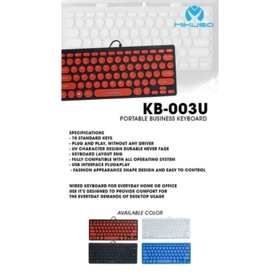 Mikuso KEYBOARD KB-003U / MERCURY KB-003U MIKUSO ORIGINAL KEYBOARD 100% | Shopee Thailand