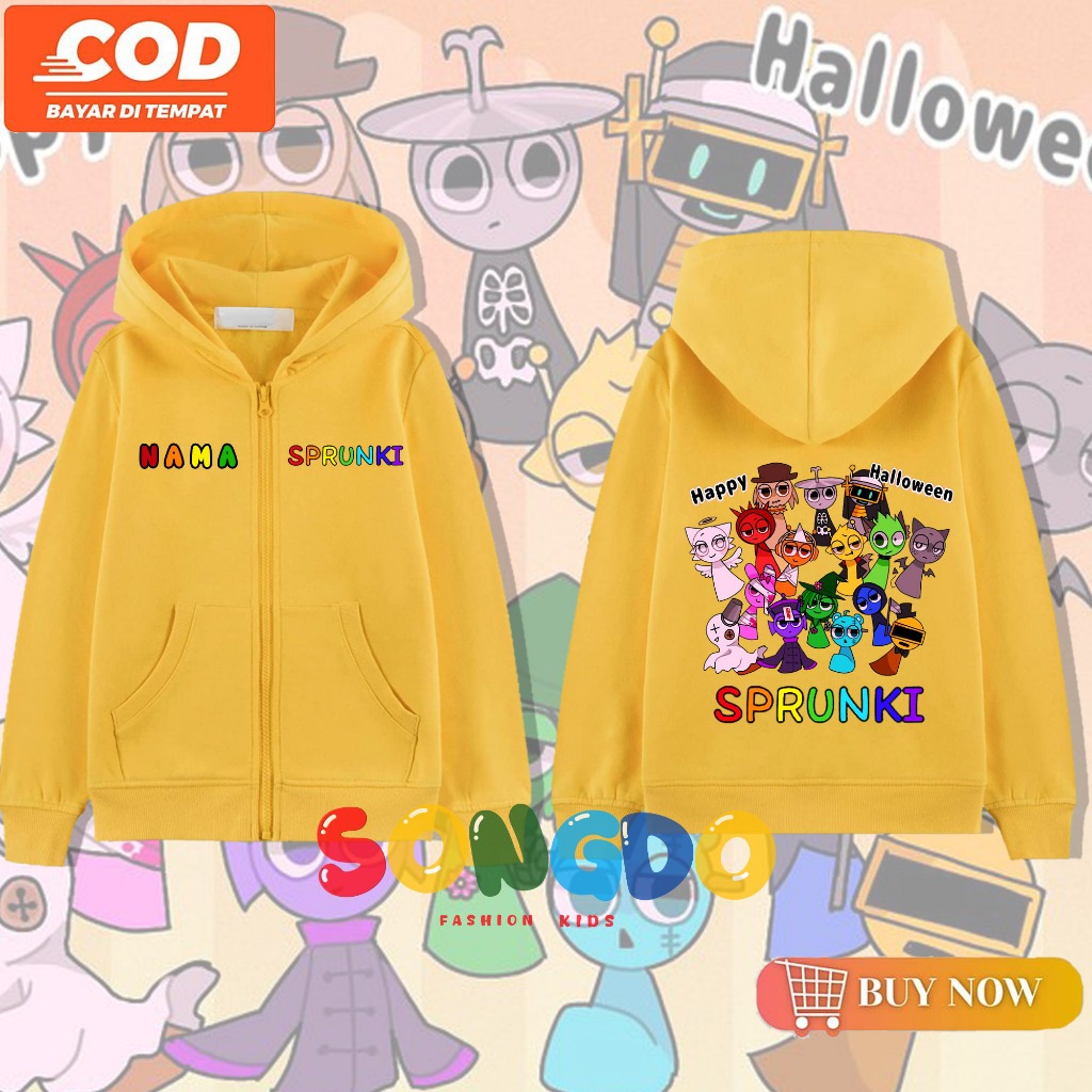 Sprunki Incredibox เสื้อฮู้ดมีซิปสําหรับเด็ก / เสื้อแจ็คเก็ตซิปฟรี NAME ...