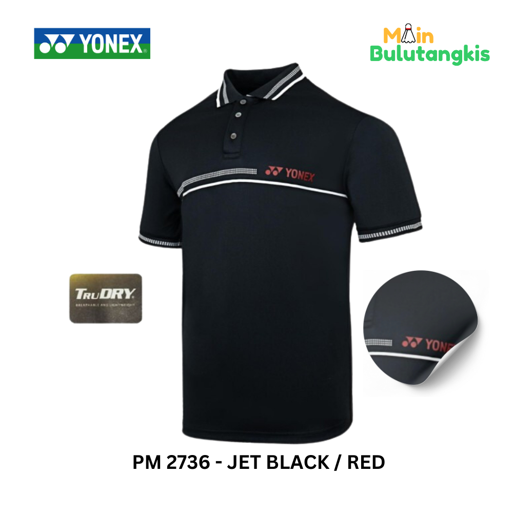 Yonex Polo T เสื้อ Easy Tee 3 PM 2736 JET สีดําสีแดงแบดมินตัน T เสื้อ Original | Shopee Thailand