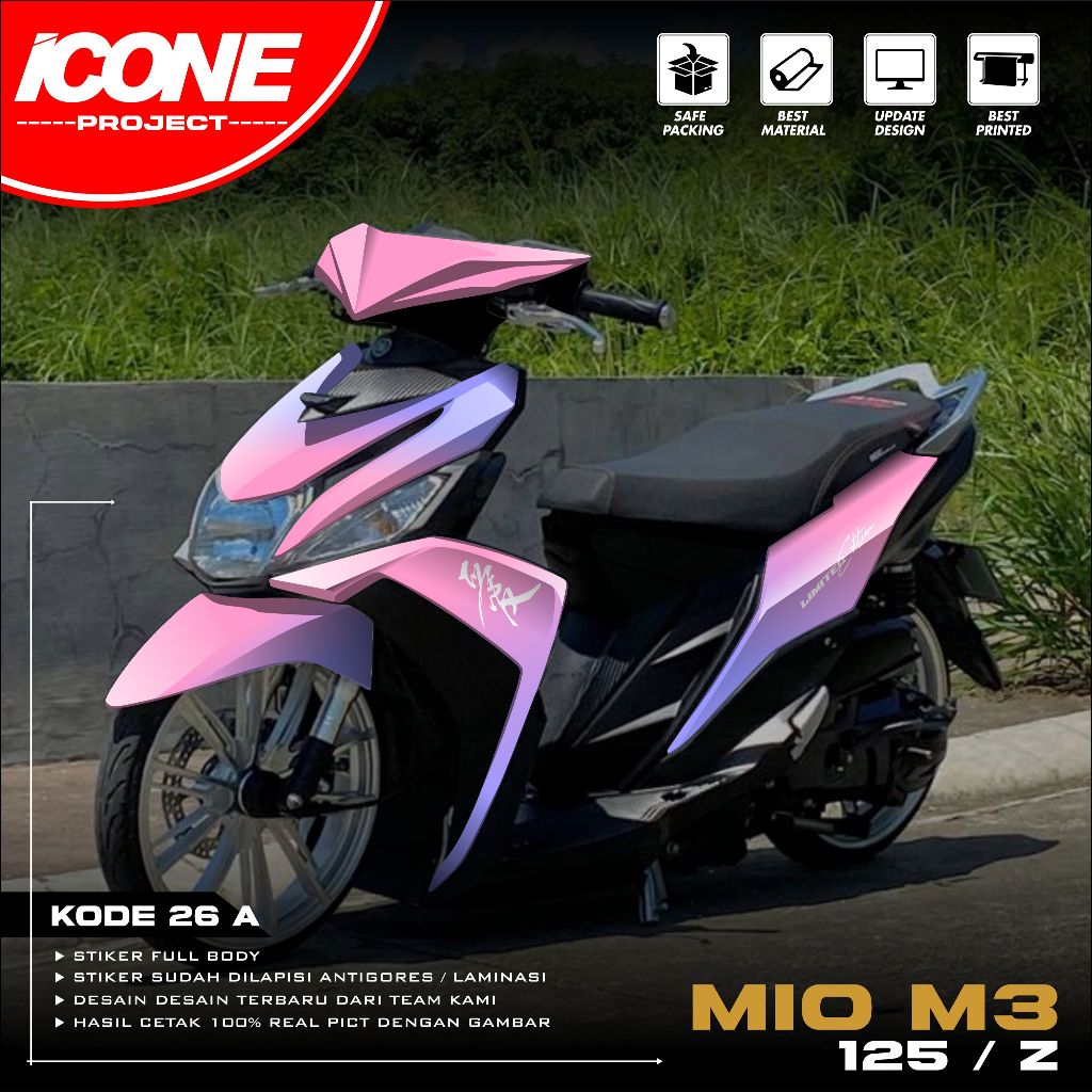 Icone PROJECT Mio M3 125 สติ๊กเกอร์ไวนิลระดับพรีเมียมแบบเต็มตัว รหัส ...