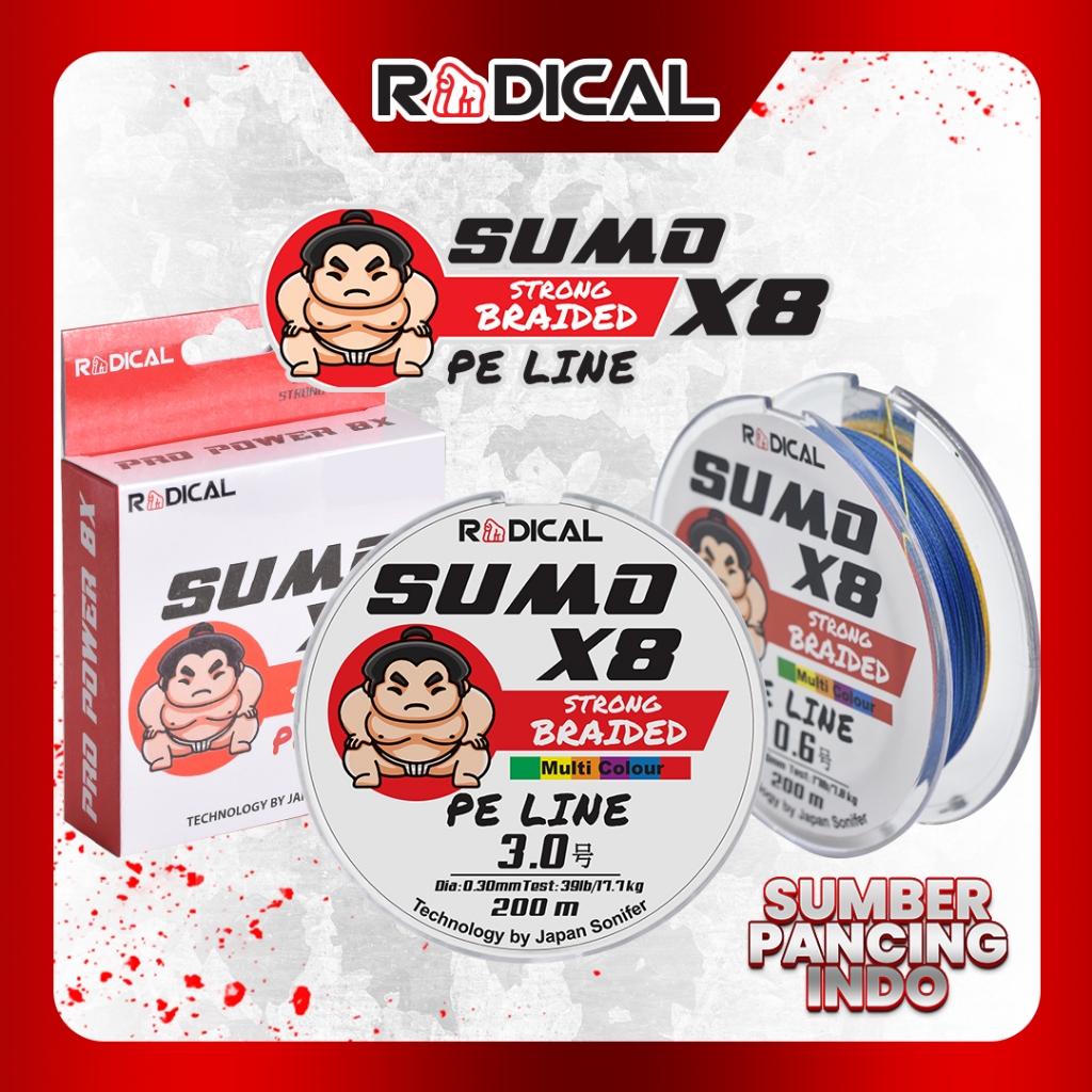 Radical SUMO X8 200MหลายสีสายตกปลาPE Braid Braid เทคโนโลยีสายตกปลาโดยญี่ปุ่น Sonifer | Shopee ...