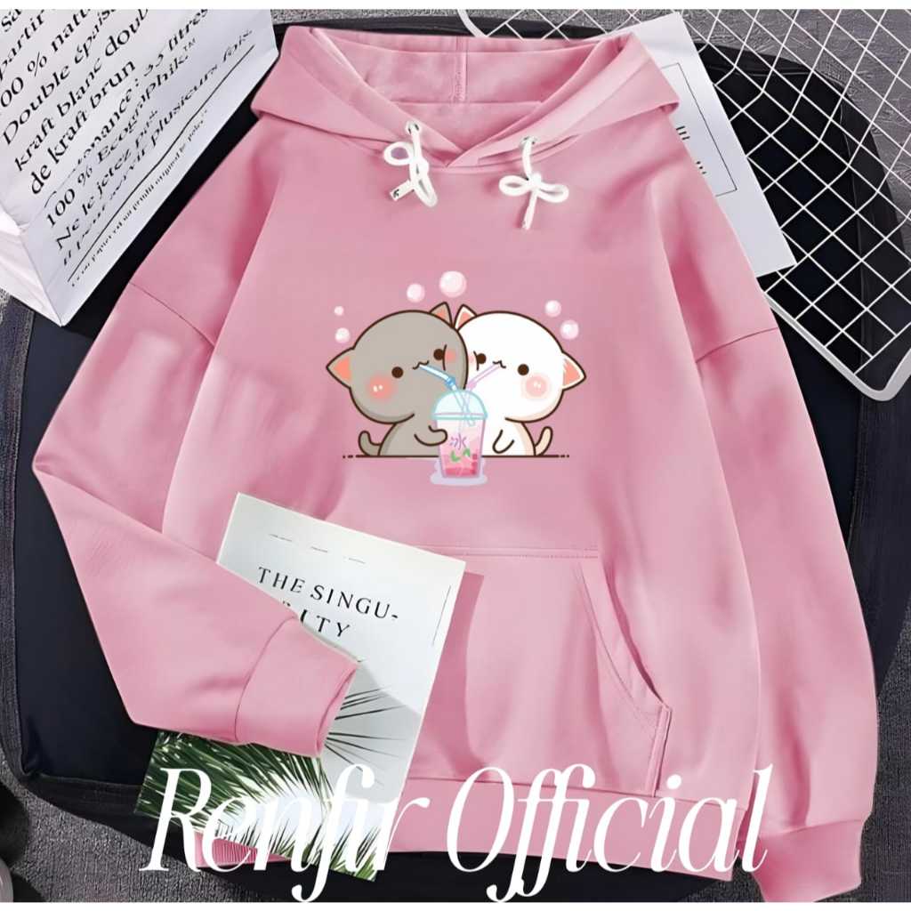 เสื้อแจ็คเก็ตมีฮู้ดเด็กผู้หญิงพร้อม GOMA & PEACH BOBA MOTIF อายุ 2-15 ...