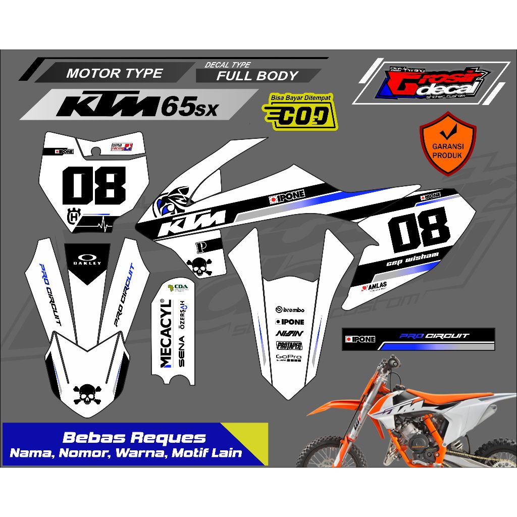 Mini Trail Striping สติกเกอร์ KTM 65 SX ใหม่ Full Body ฟรี Custom Mini ...