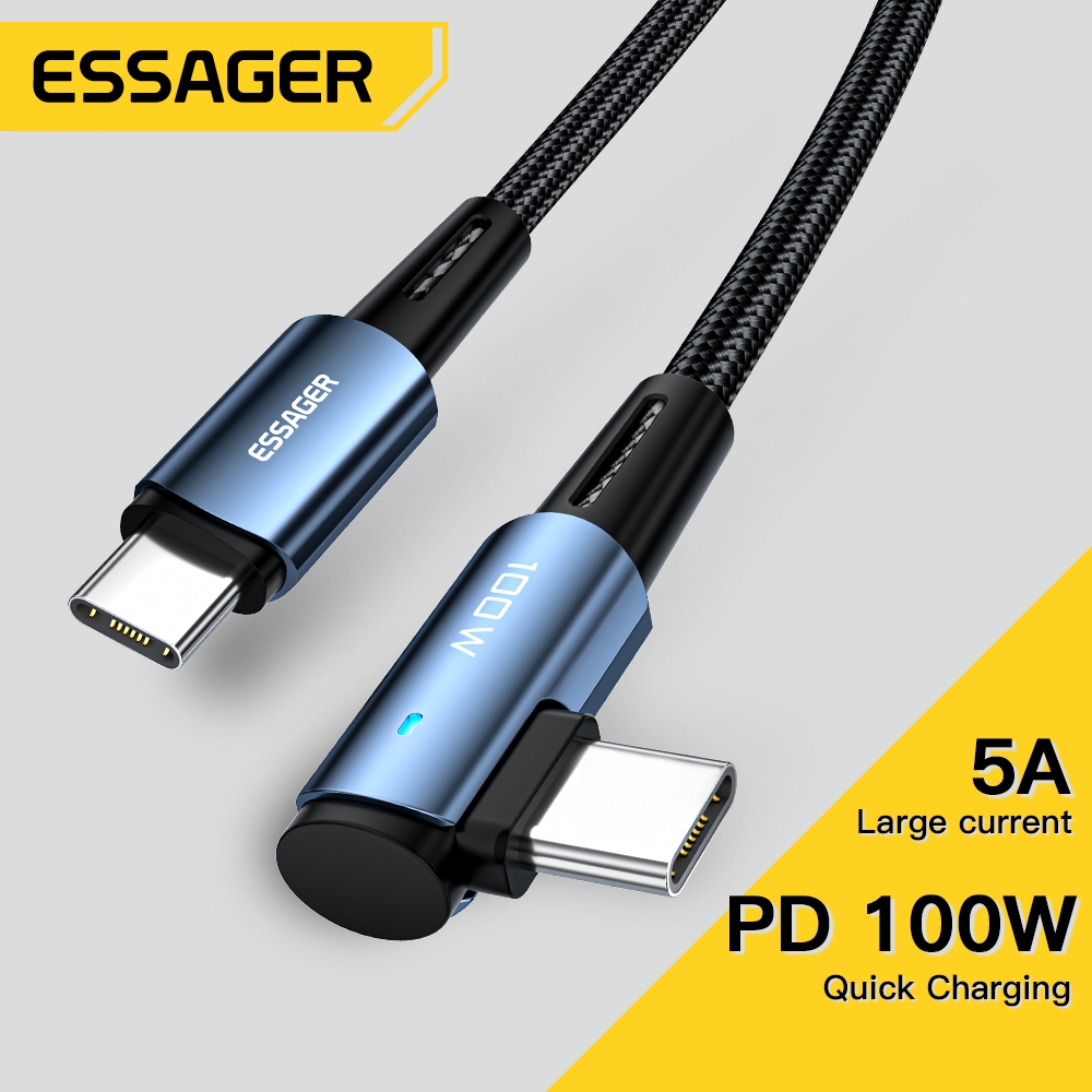 Siku Essager 60W/100W ข้อศอกเดี่ยว USB C ถึง Type C สาย USBC QC4.0 PD30W Fast Charger ข้อมูลสาย ...