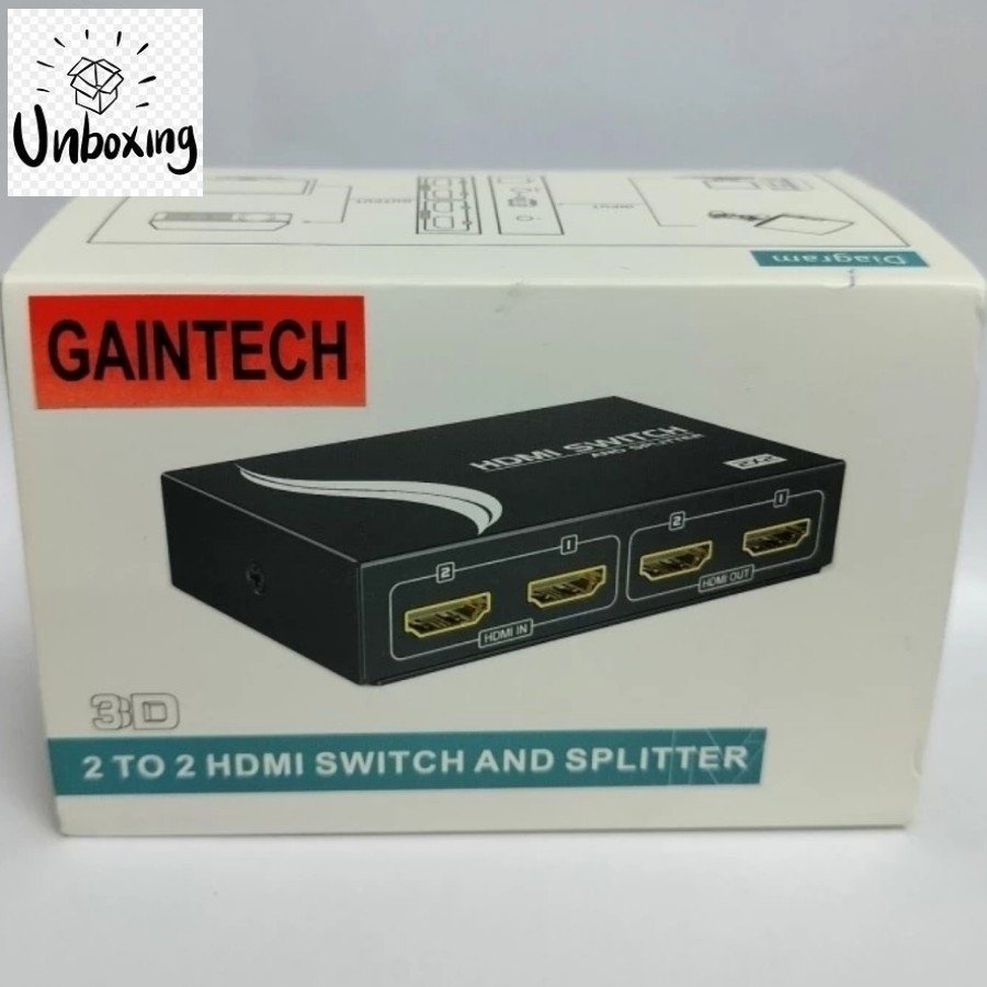 สวิตช์ Hdmi และตัวแยก GAINTECH 2x2 / 2in ถึง 2out 1080P พร้อมรีโมท ...