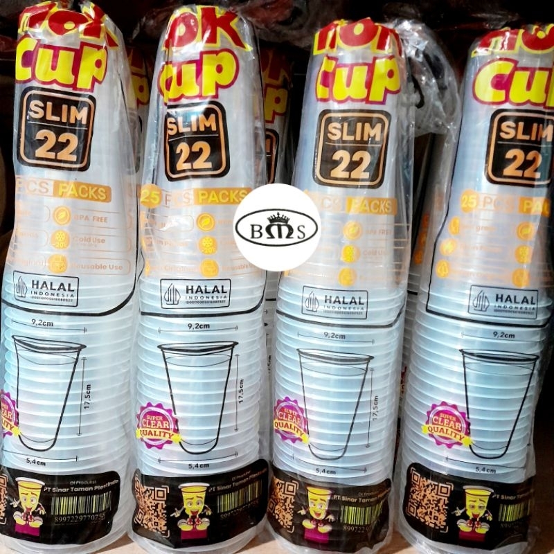HOK CUP SLIM 22 (1slp = 25 ชิ้น) ไม่มีฝาปิด / ถ้วยพลาสติก / Oz CUP ...