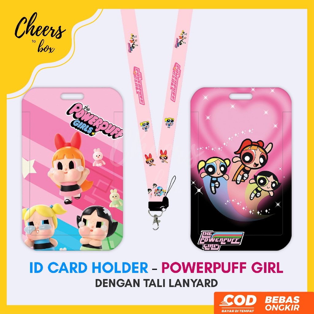 [N004] The POWERPUFF GIRL / Name Tag Card Holder POWER PUFF Motif with ...