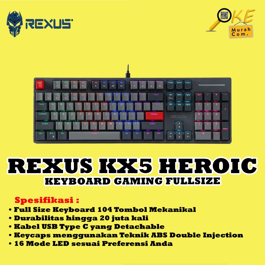 Rexus Heroic KX5 / KX-5 RGB Mechanical Fullsize Gaming Keyboard | Shopee Thailand